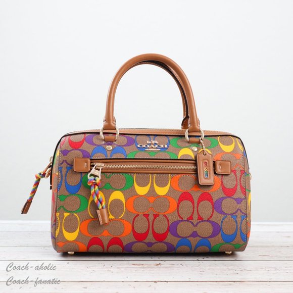 Coach | Bags | Nwt Coach Rowan Satchel In Rainbow Signature Pride ...